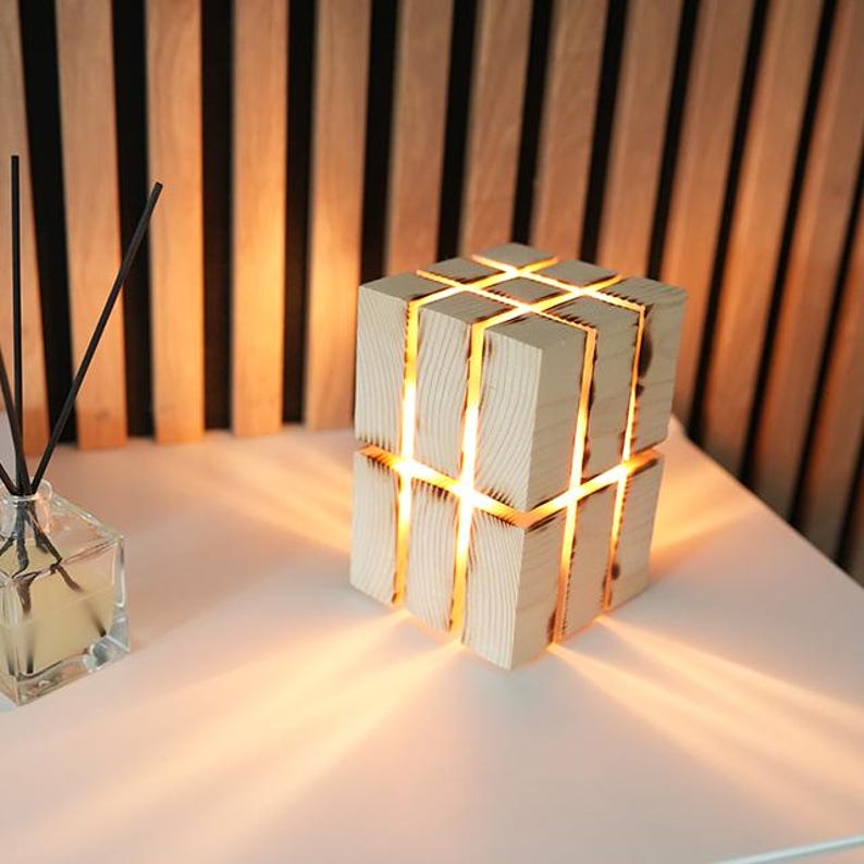 Handmade Wooden LED Lamp: Natural Wood Desk/table Lamp - Etsy