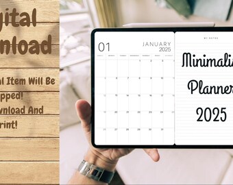 Simple Minimalist 2025 Year Planner A4 Digital Download - Etsy