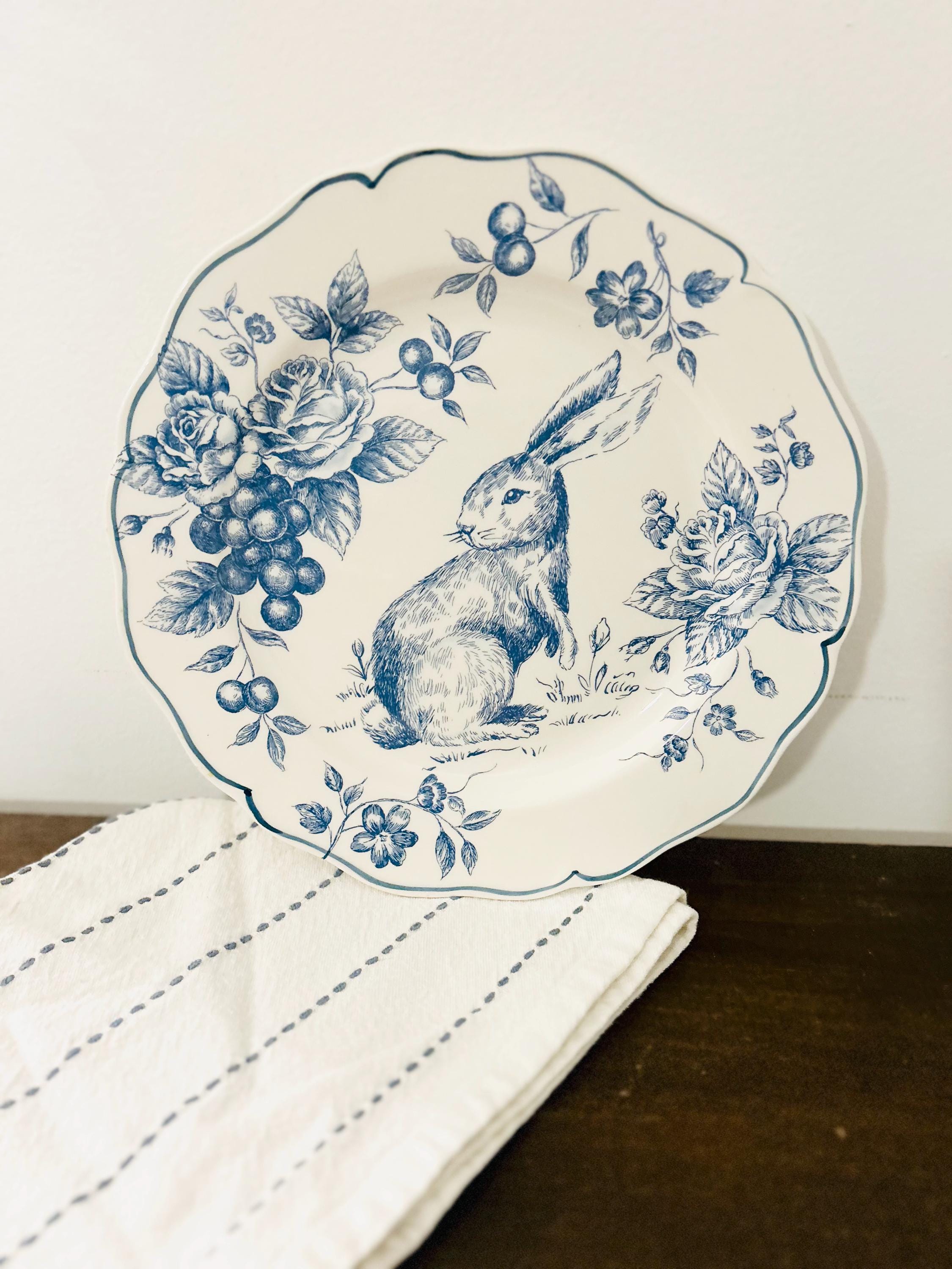 Maxcera Corp Blue and White Toile Dinner Plates - Etsy