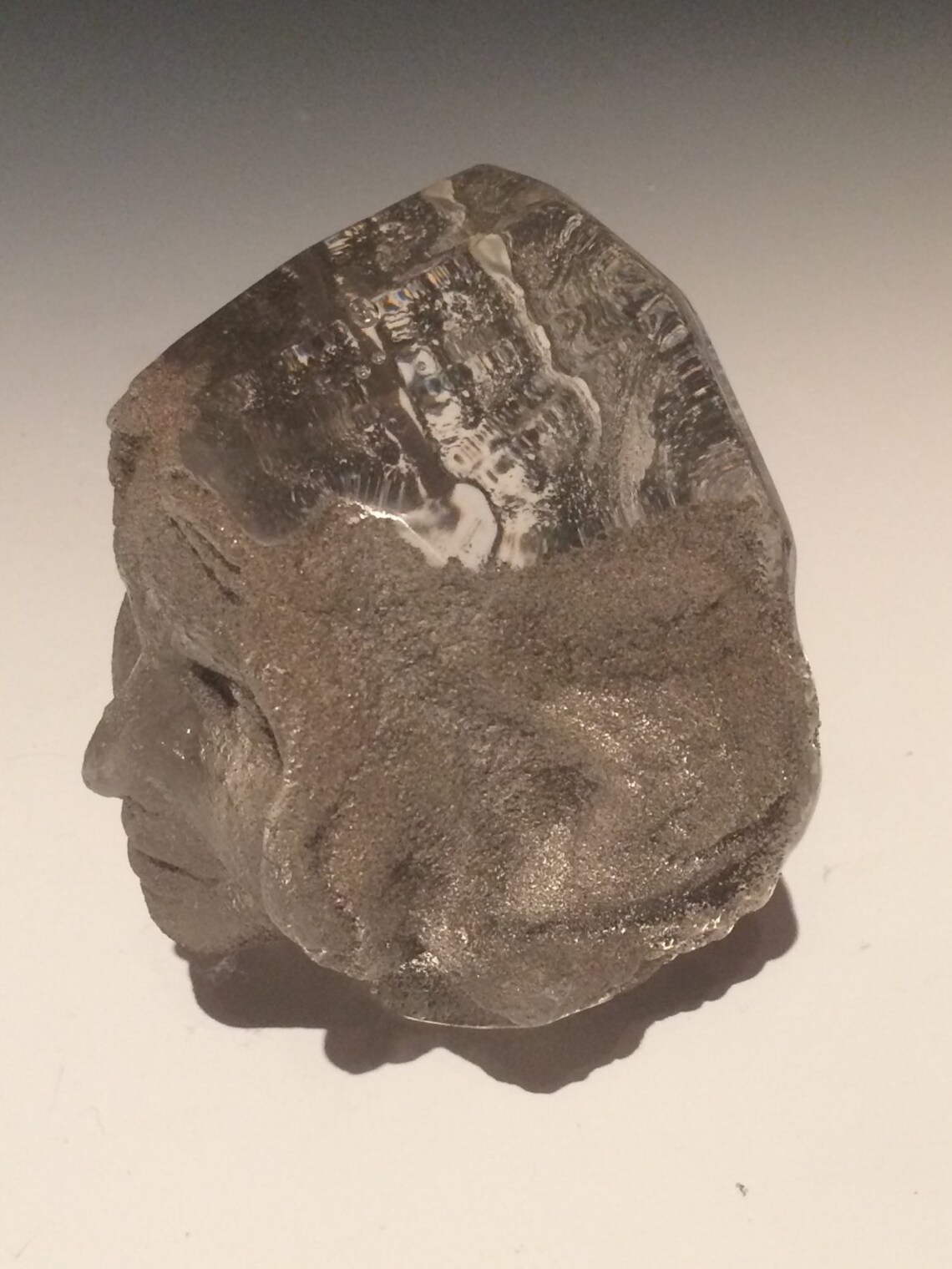 Prism Head Sculpture Sand Cast Glass Portrait Art Face With - Etsy