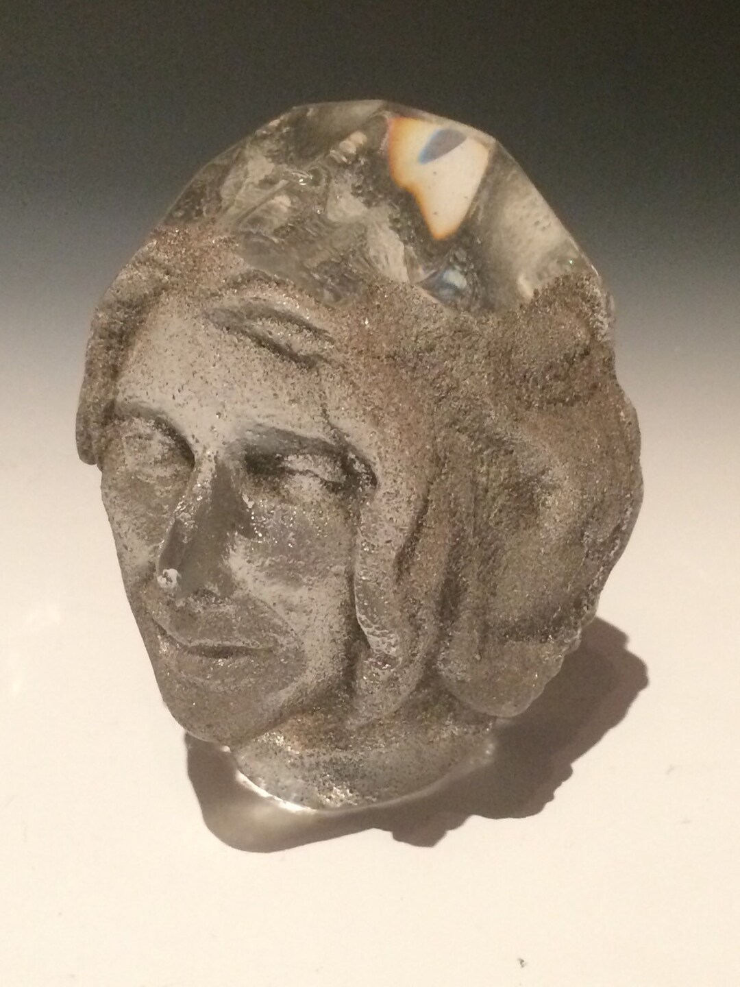 Prism Head Sculpture, Sand Cast Glass Portrait Art Face With Facets ...