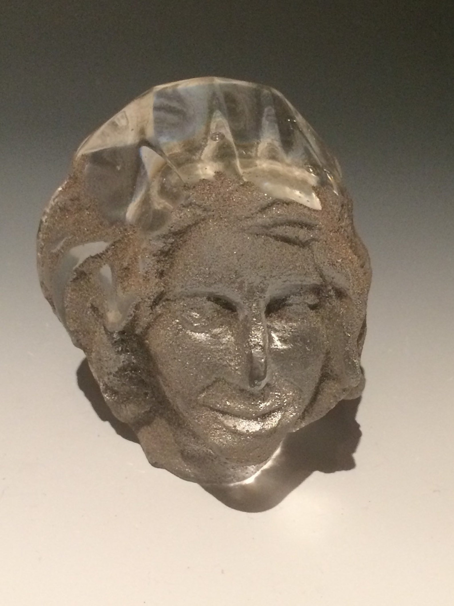 Prism Head Sculpture Sand Cast Glass Portrait Art Face With - Etsy