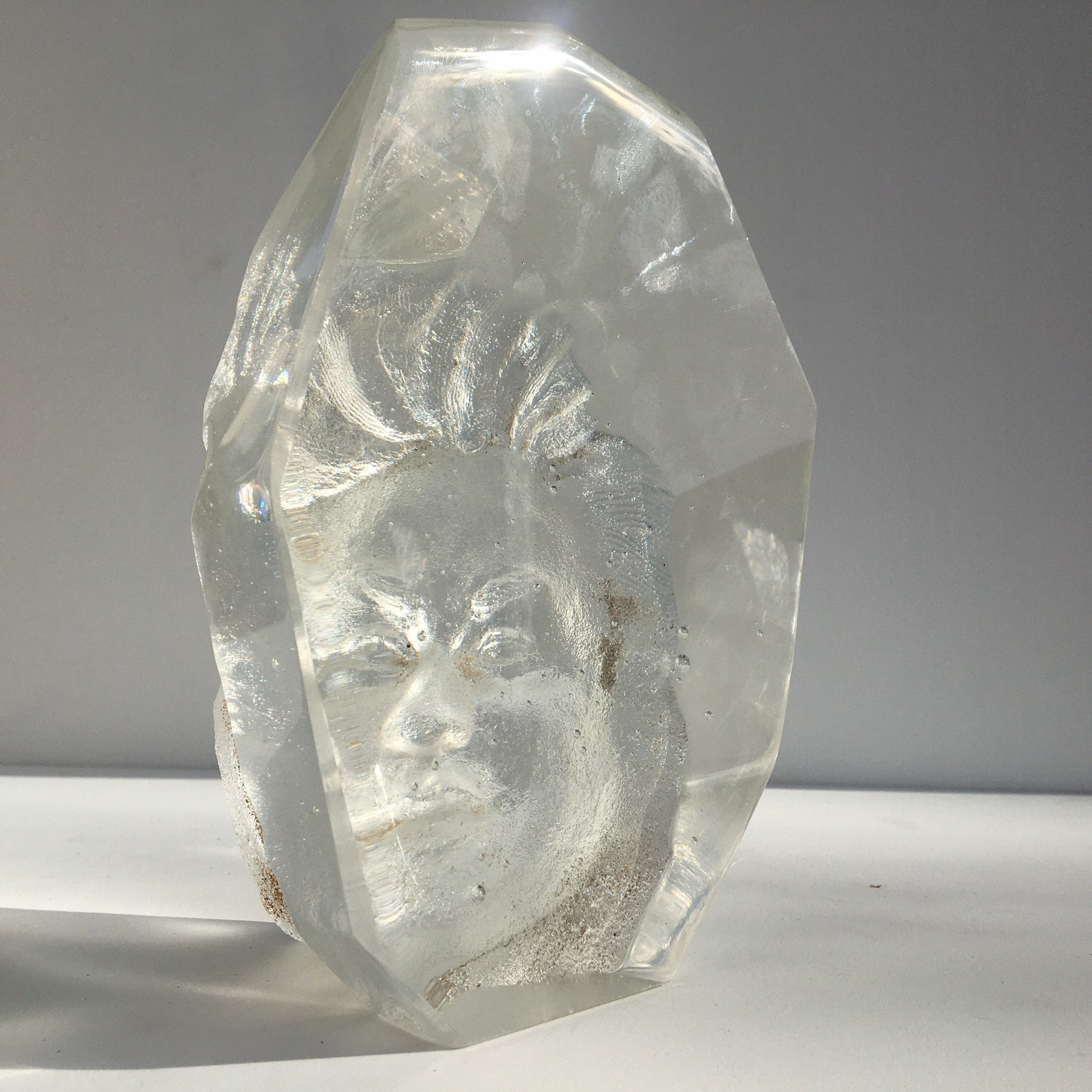 Prism Head Cast Glass Face Sculpture, the Rainbow Maker, Optical Art - Etsy