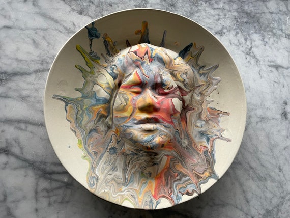 Marbled Face Plate Sculpture Wall Hanging Platter Portrait - Etsy