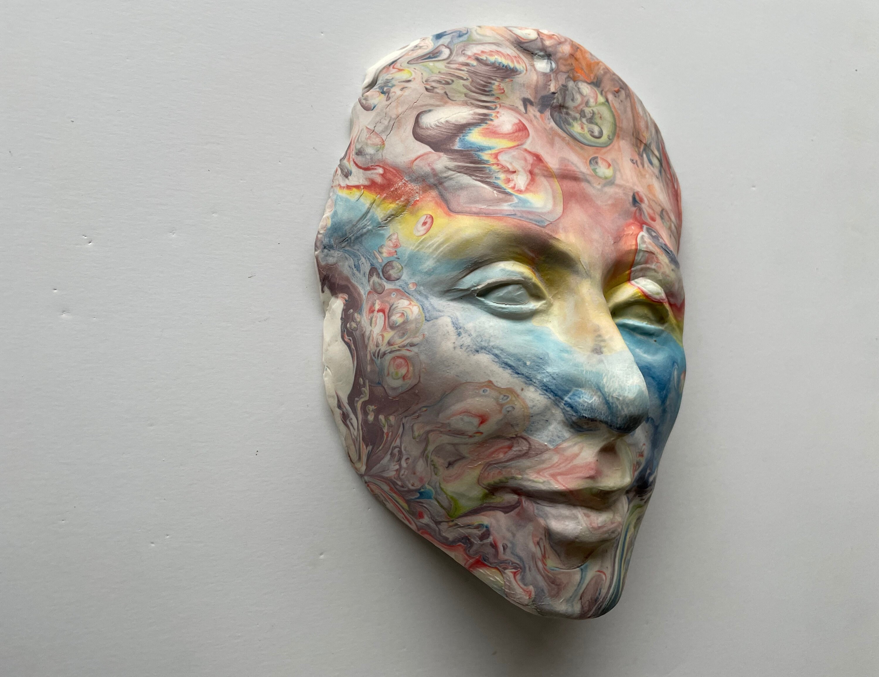 Ceramic Wall Art Mask of a Woman Sculpture Face With Marbled | Etsy