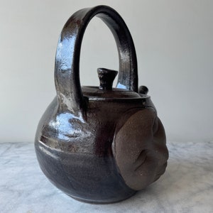 Teapot Face Sculpture Art Pottery Brown Stoneware Dream Vessel Surreal ...