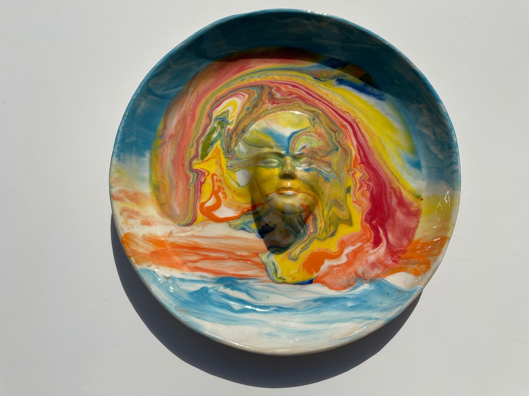 Sky Face Plate Sculpture Wall Hanging Platter Portrait Relief Fruit ...