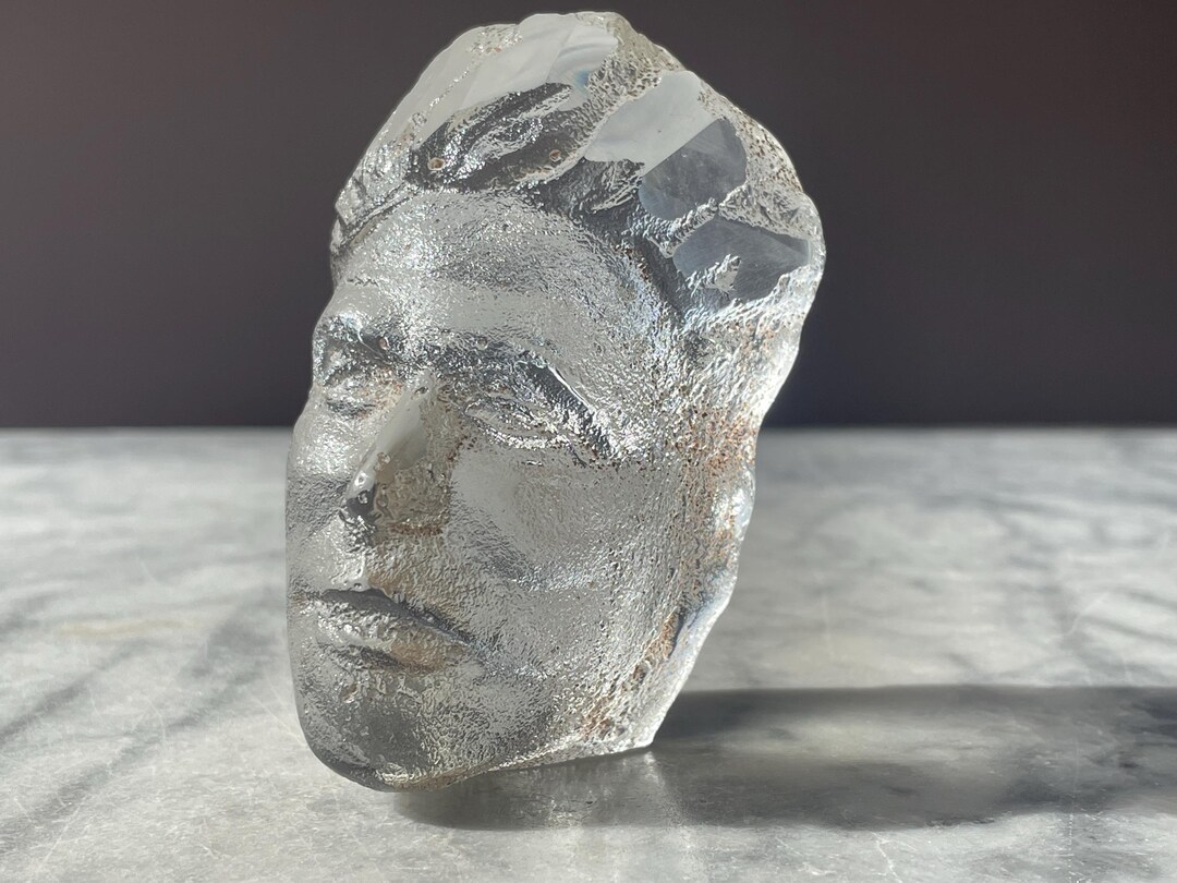 Sand Cast Glass Face Sculpture Head Portrait Bust of a Man With ...