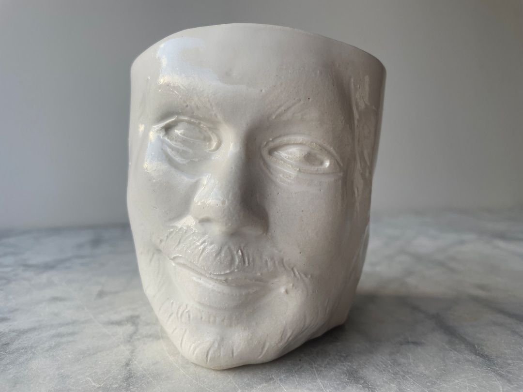 Face Cup Stoneware Pottery Head Sculpture Art Ceramics Vessel Yunomi ...