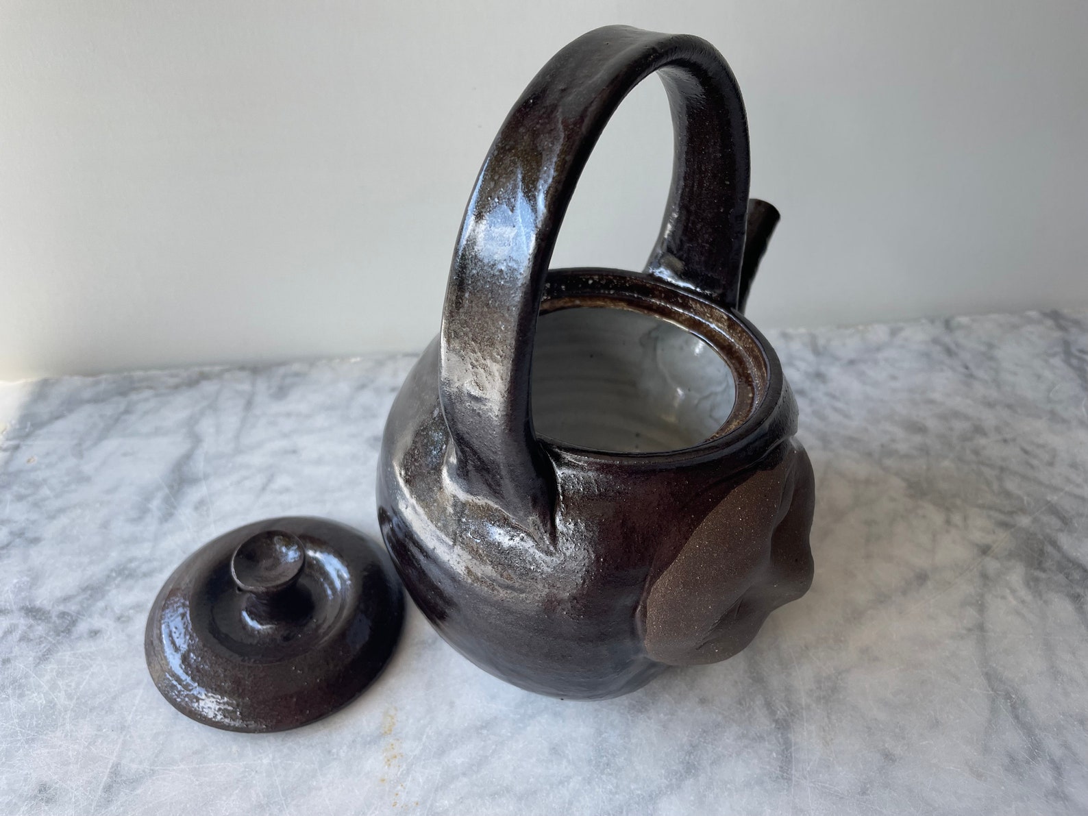 Teapot Face Sculpture Art Pottery Brown Stoneware Dream Vessel Surreal ...