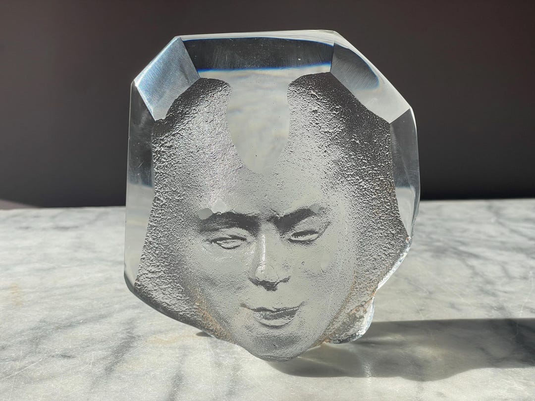 Glass Face Prism Optical Art, Polished Sand Cast Head Sculpture ...