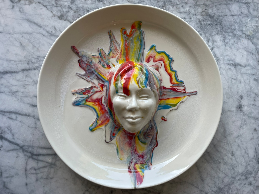 Face Sculpture Wall Hanging Platter Portrait Relief Fruit Bowl Figure ...