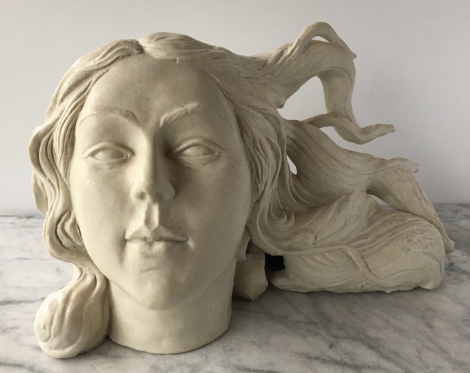 Bust of Venus, Ceramic Figure Sculpture Portrait Head With Flowing Hair ...