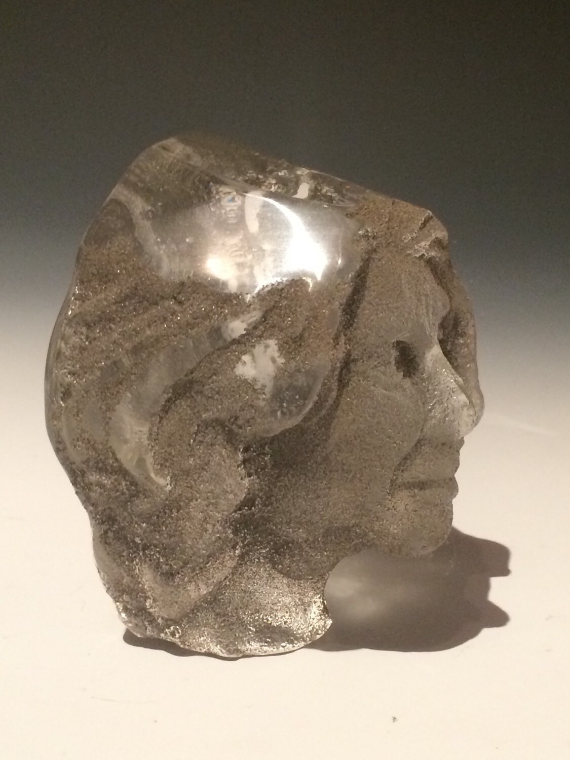 Prism Head Sculpture Sand Cast Glass Portrait Art Face With | Etsy