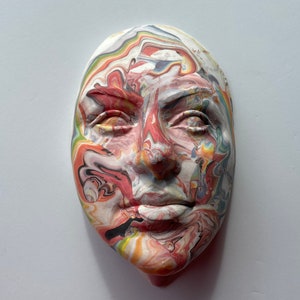 Ceramic Wall Art Portrait of a Woman Sculpture Face Mask Colorful ...