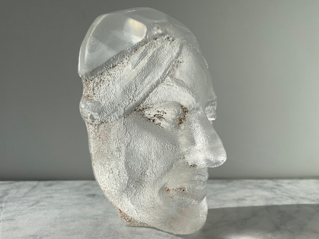 Prism Head Sand Cast Glass Face Sculpture, the Rainbow Maker, Optical ...