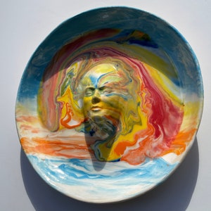 Sky Face Plate Sculpture Wall Hanging Platter Portrait Relief Fruit ...