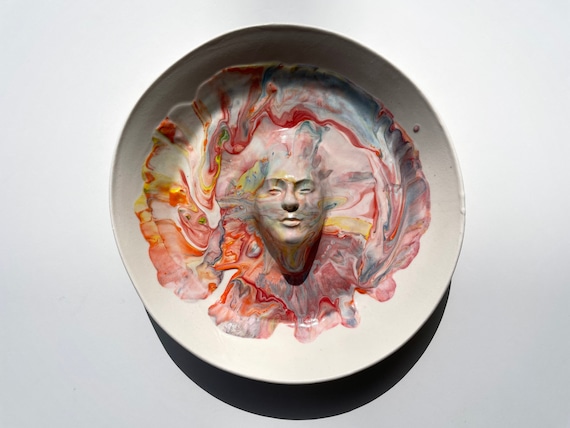 Marbled Face Plate Sculpture Wall Hanging Platter Portrait - Etsy