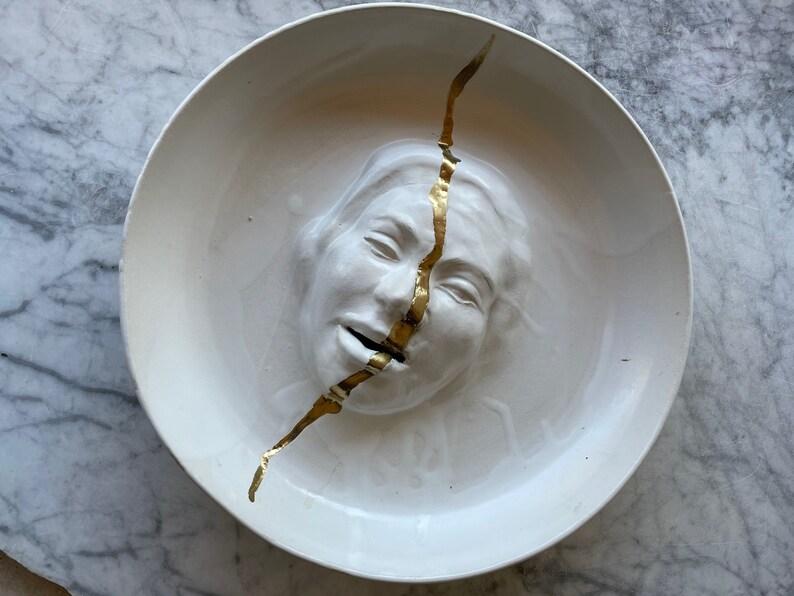 Kintsugi Face Platter Sculpture Wall Hanging Portrait Relief - Etsy