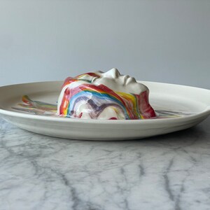 Face Sculpture Wall Hanging Platter Portrait Relief Fruit Bowl Figure ...