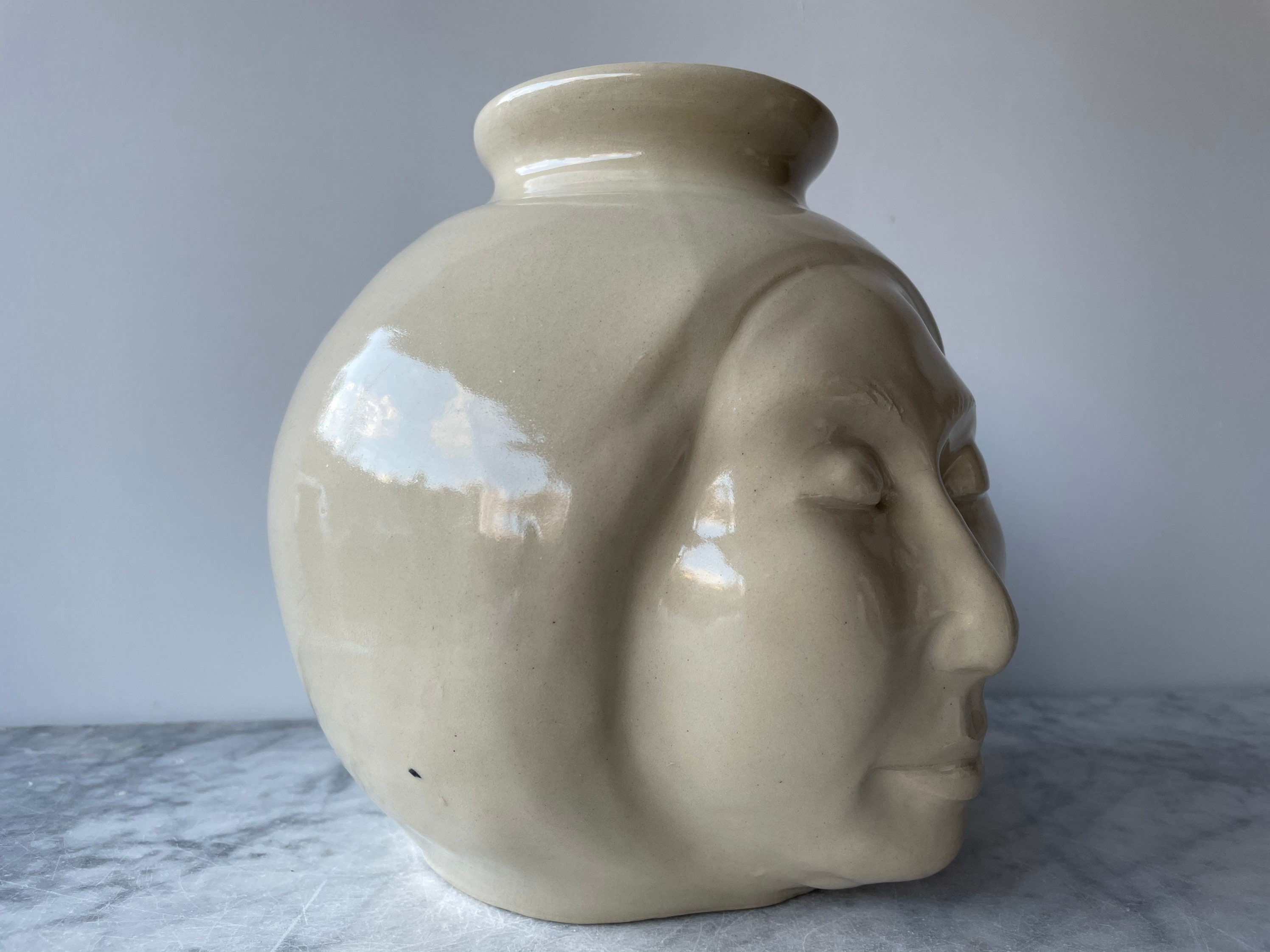 Moon Face Vase Centerpiece Vessel Sculpture Head Wabi Sabi | Etsy