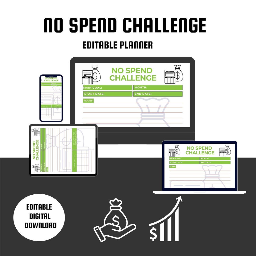 No Spend Challenge – Digital Expense Tracker & Savings Planner, Budget ...