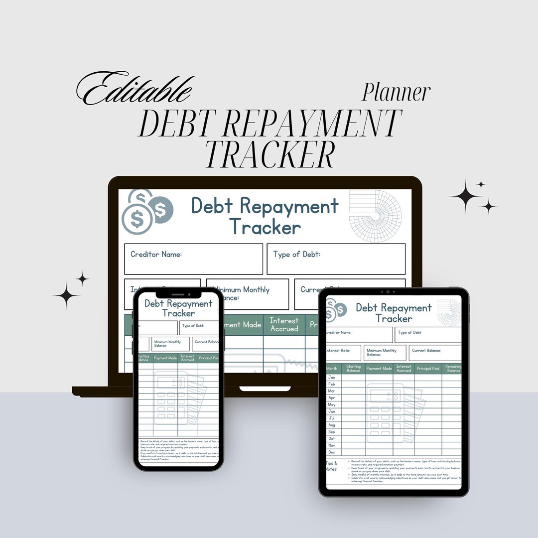 Debt Repayment Tracker | Digital Debt Snowball Planner, Payment Tracker ...