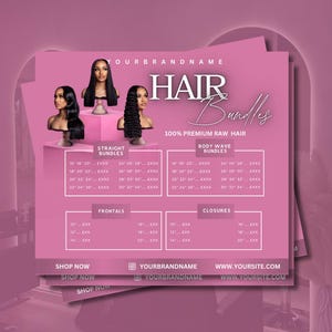 DIY Hair Bundles Price List Template, Editable on Canva, Hairstylist ...