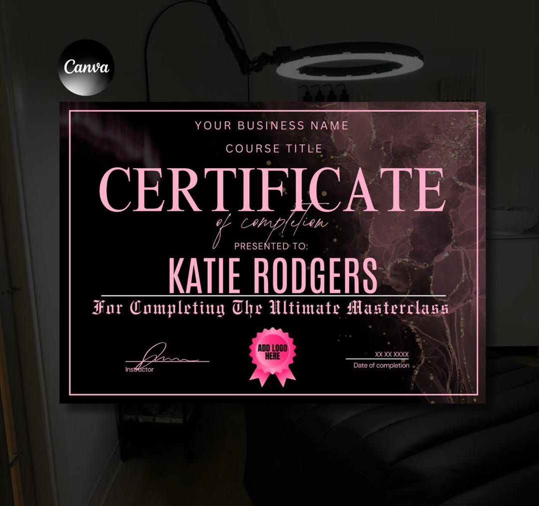 Editable Lash Certificate Template | Certificate of Completion | Beauty ...