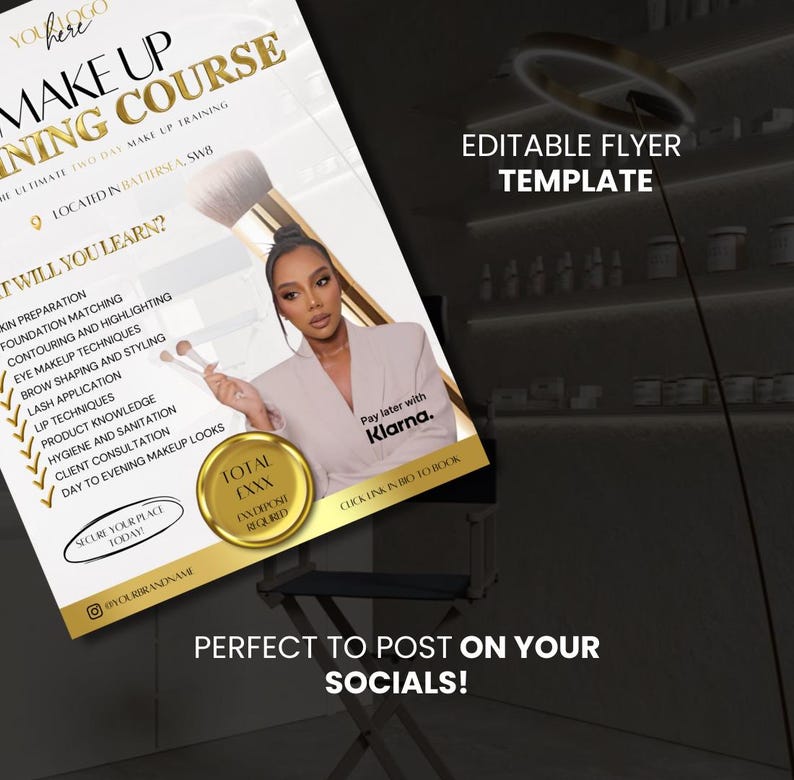 MUA Training Course Flyer Template | Editable Beauty Training Promo ...
