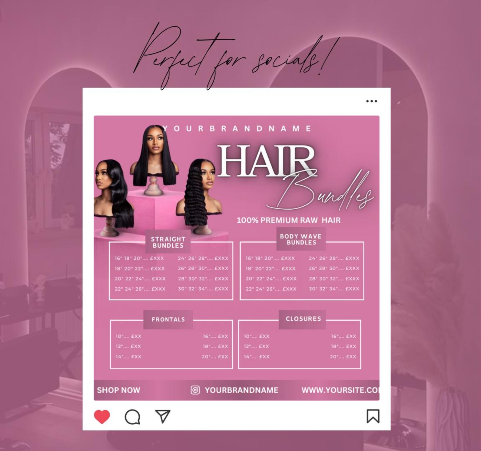 DIY Hair Bundles Price List Template, Editable on Canva, Hairstylist ...