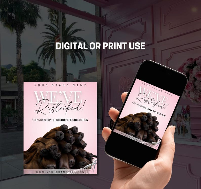 We've Restocked Bundles Flyer Template | Edit on Canva | Hair Vendor ...