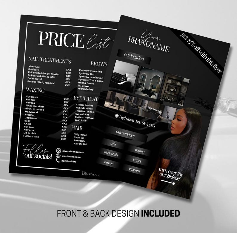 Editable Pricelist Flyer Template | Beauty Hair Salon Prices Menu ...