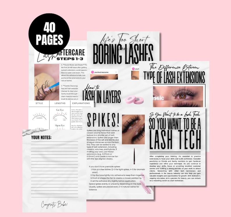 Editable Lash Course Guide | Lash Training Manual Template | Canva Lash ...