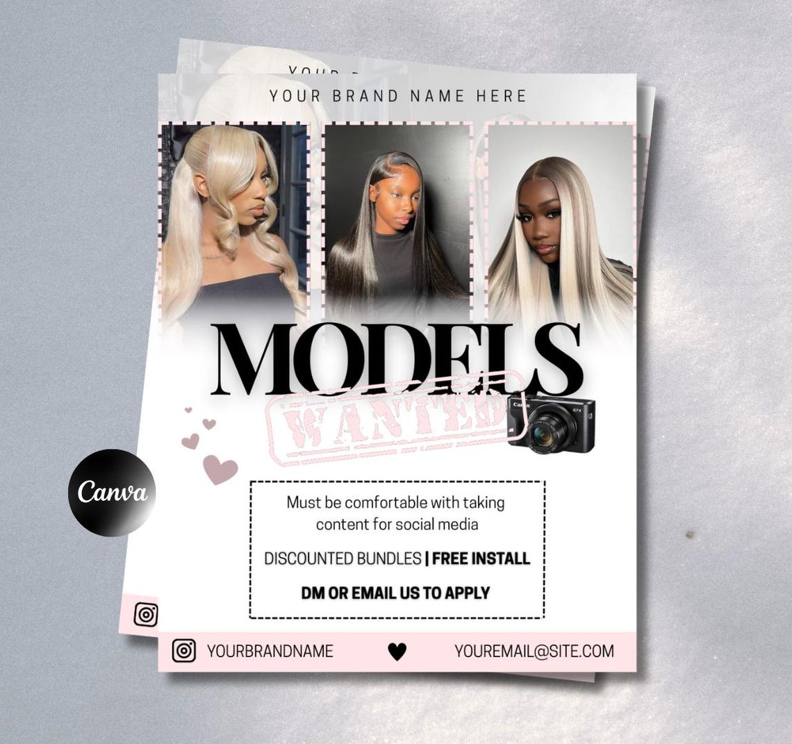Hairstylist Models Wanted Flyer Template | DIY Hair Business Flyer ...