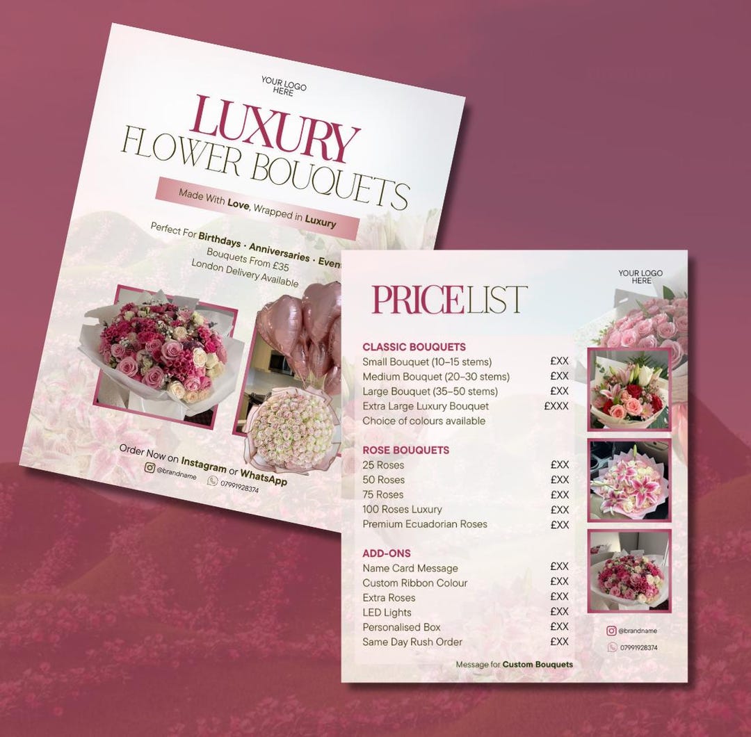 Editable Florist Business Flyer Template Set, Floral Shop Marketing ...