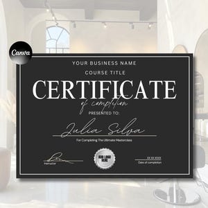 Certificate of Completion Template, Minimalistic, Lash Course Certificate, Wig Masterclass ...