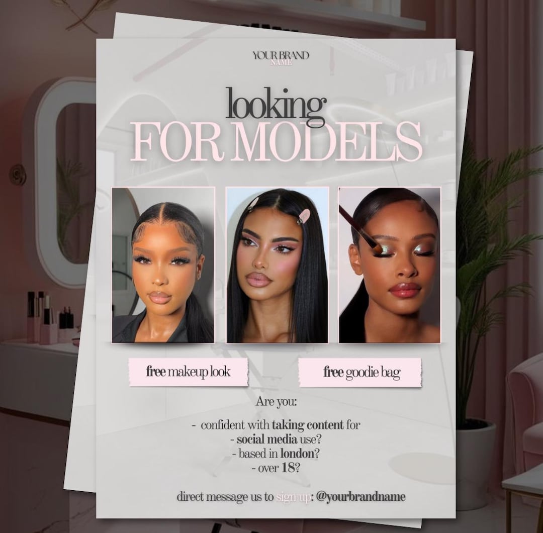 Editable Models Wanted Flyer Template | MUA Canva Beauty Business Flyer ...