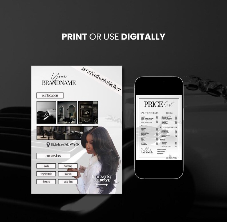 Editable Pricelist Flyer Template | Beauty Salon Printable Prices Menu | A5 Price List Design ...