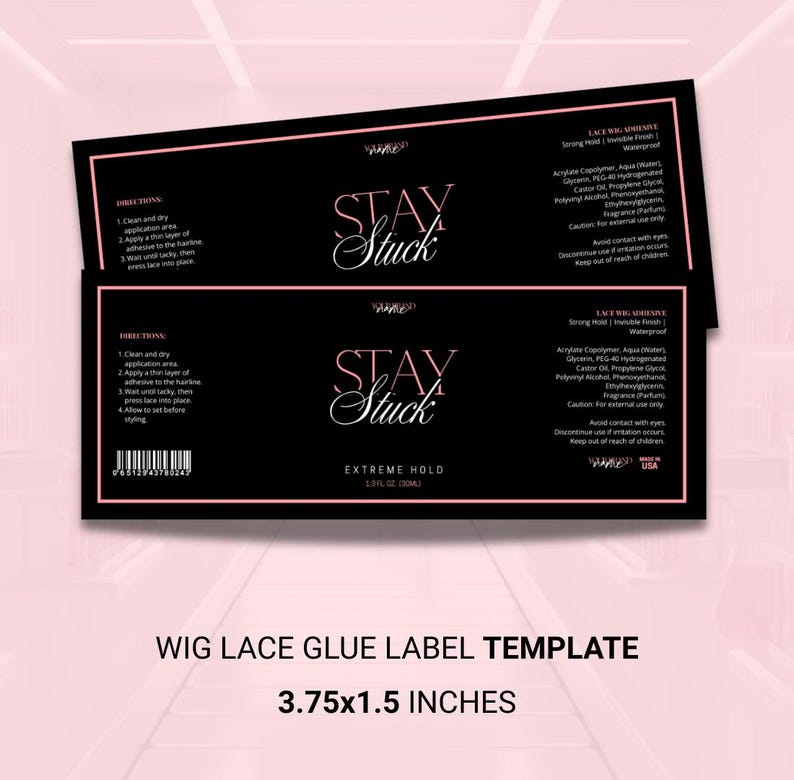 Editable Wig Glue Bottle Label Template | Lace Wig Adhesive Label ...