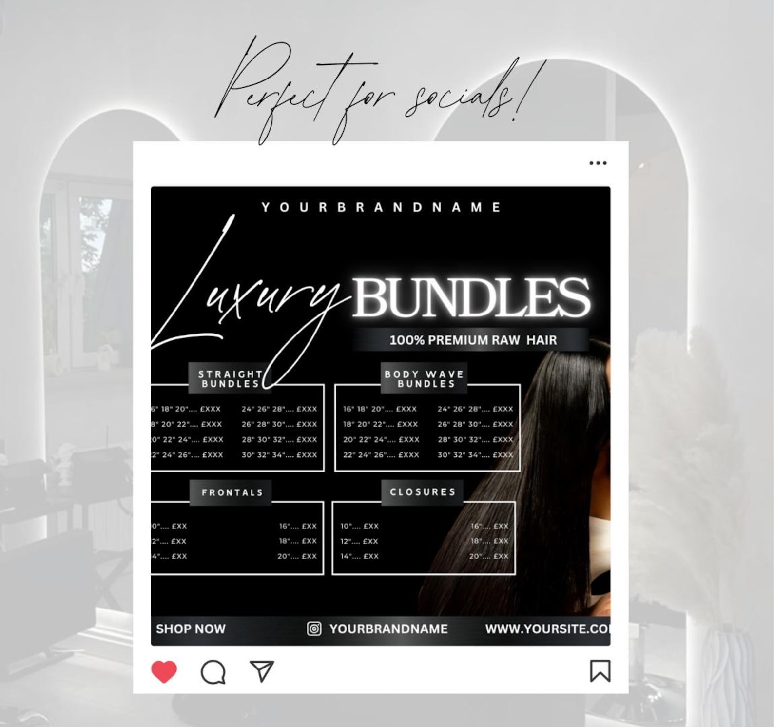 Hair Bundles Price List Flyer Template | Editable in Canva | Printable ...