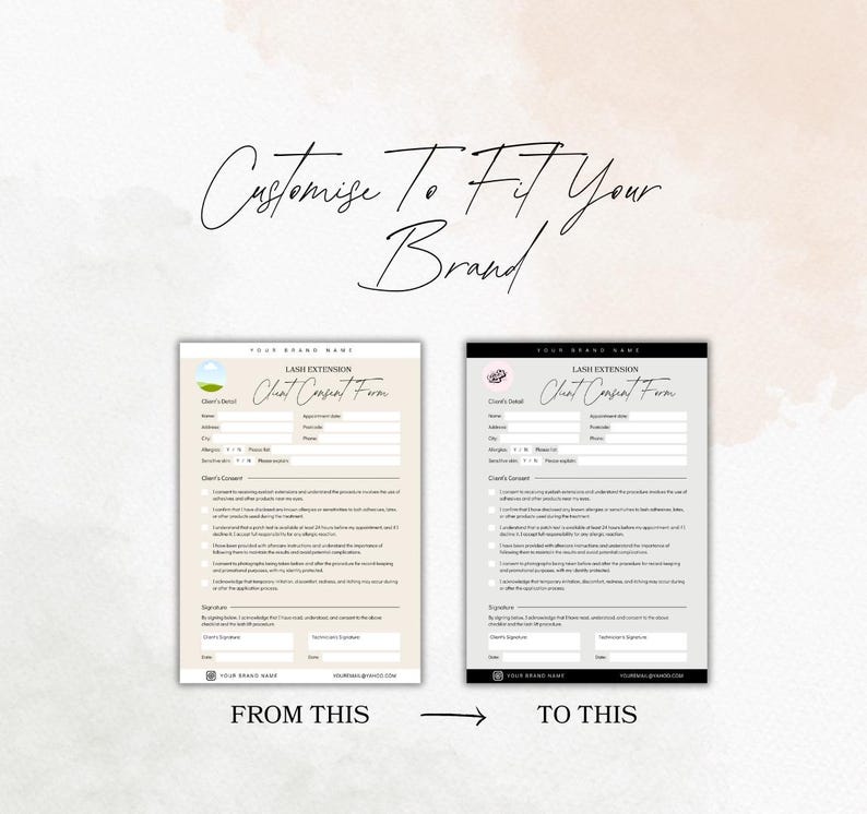 Lash Tech Client Consent Form Template Bundle, Editable Canva, Printable, Consultation, Patch ...