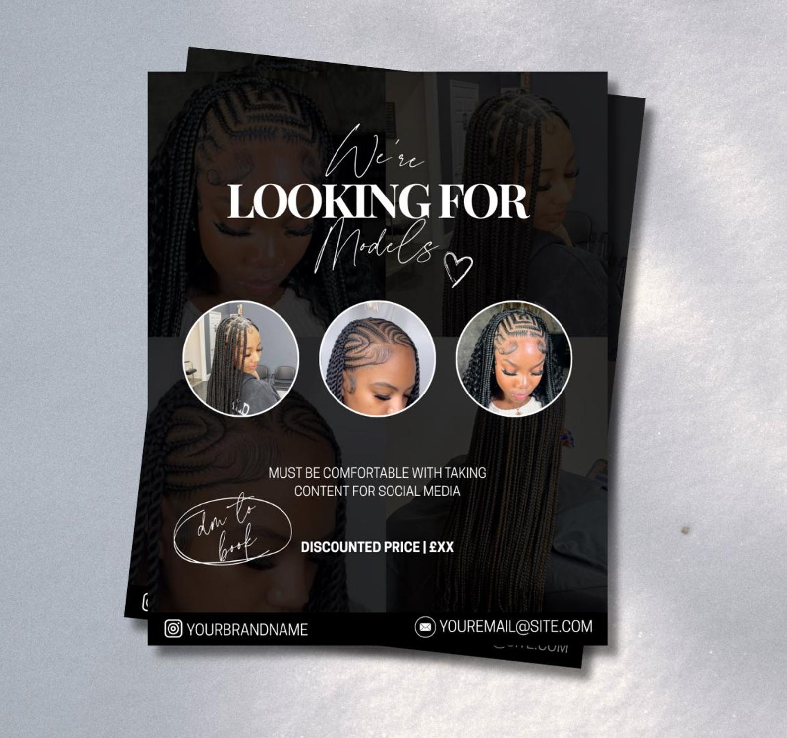 Hairstylist Model Search Flyer Template | Looking for Models Flyer ...