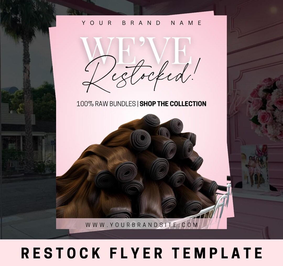 We've Restocked Bundles Flyer Template | Edit on Canva | Hair Vendor ...