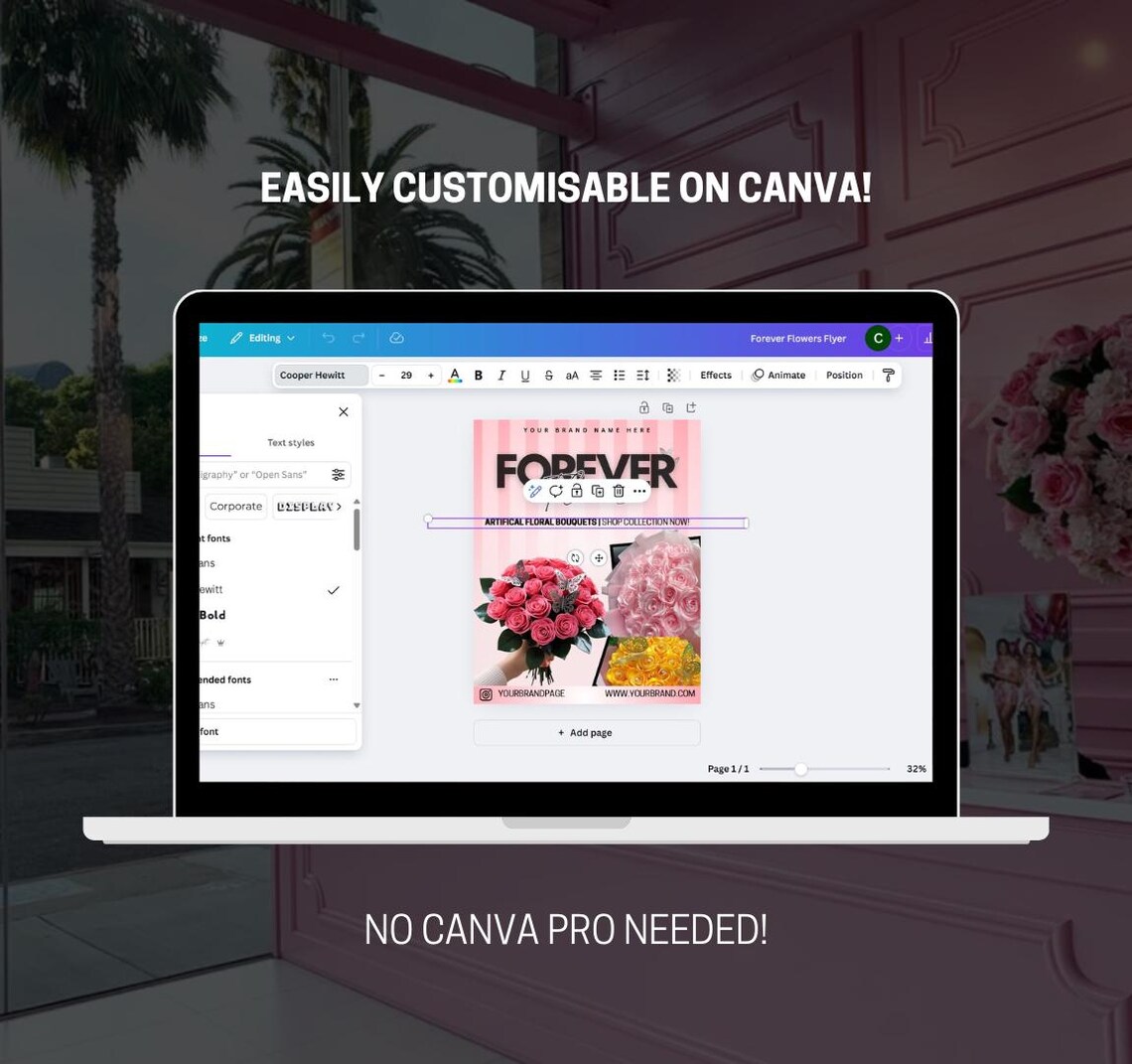 Editable Florist Flyer Canva Template | Artificial Flowers Flyer ...