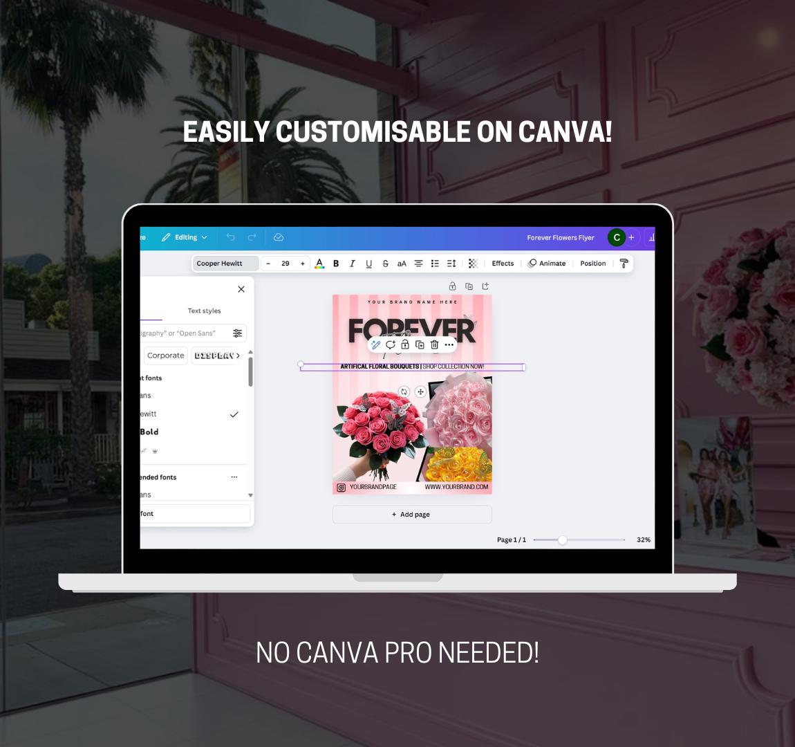 Editable Florist Flyer Canva Template | Artificial Flowers Flyer ...