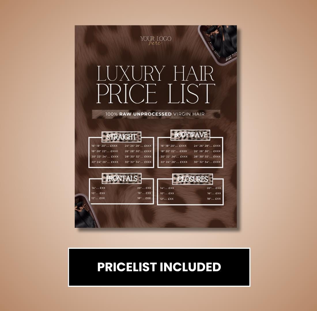 Editable Hair Vendor Flyer Template Bundle | Set of 4 Canva Flyers Hair ...
