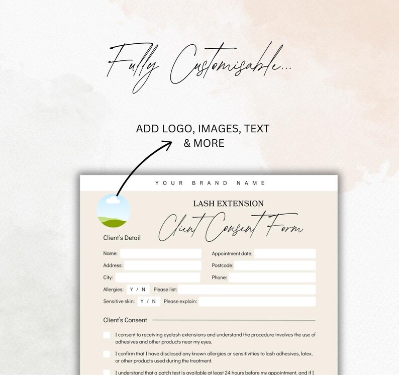 Lash Tech Client Consent Form Template Bundle, Editable Canva ...