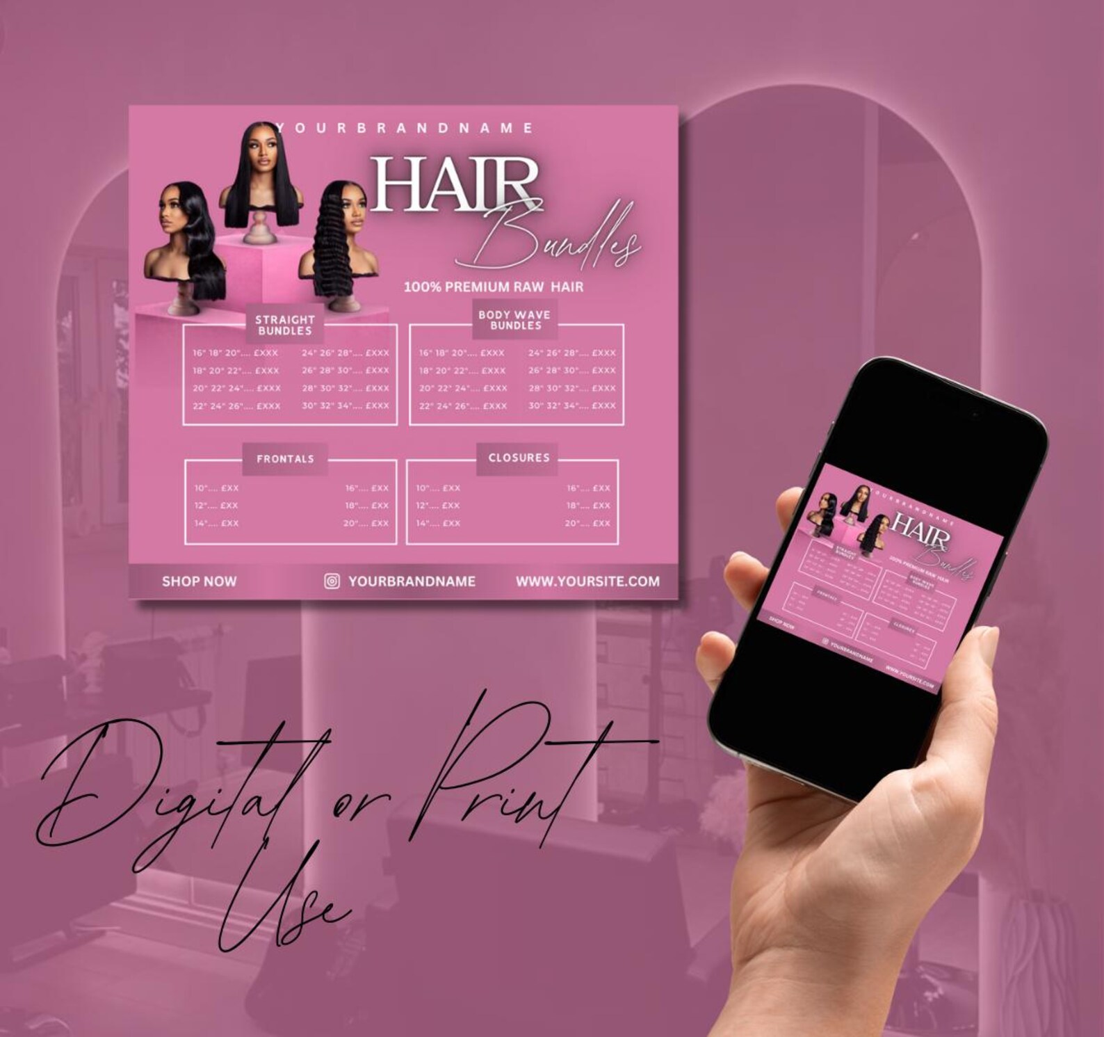 DIY Hair Bundles Price List Template, Editable on Canva, Hairstylist ...