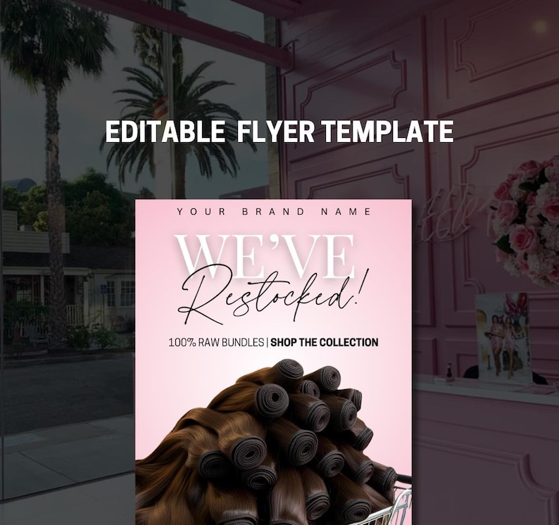 We've Restocked Bundles Flyer Template | Edit on Canva | Hair Vendor ...